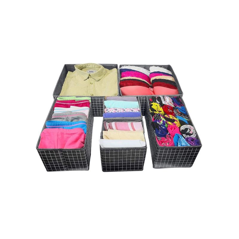 Buy House of Quirk Black Grid Foldable Closet Drawer Organizers (Set Of ...