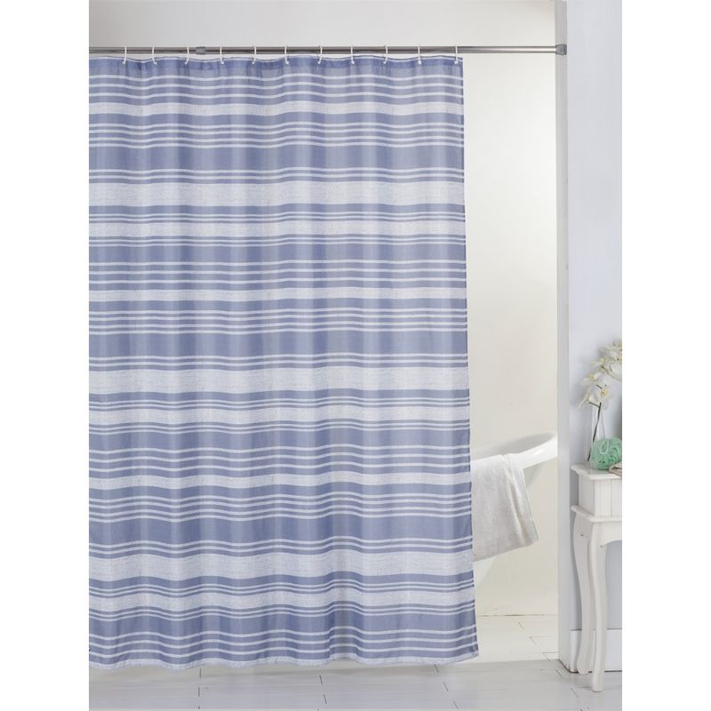 Buy BIANCA Waterproof Shower Curtain with Hooks 1pc Stripes Periwinkle ...