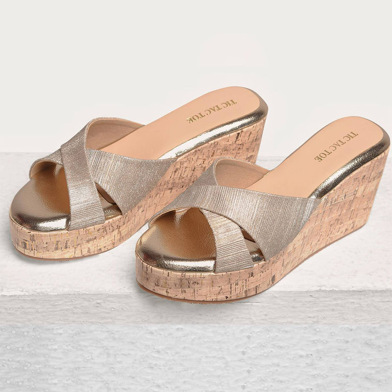 Tic Tac Toe Gold Shimmer Cross Wedges: Buy Tic Tac Toe Gold Shimmer ...