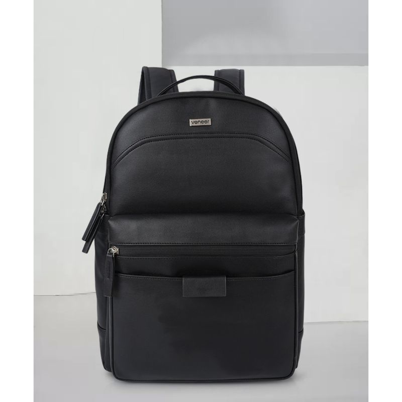 Buy VENEER Unisex Solid Black Backpack (M) Online