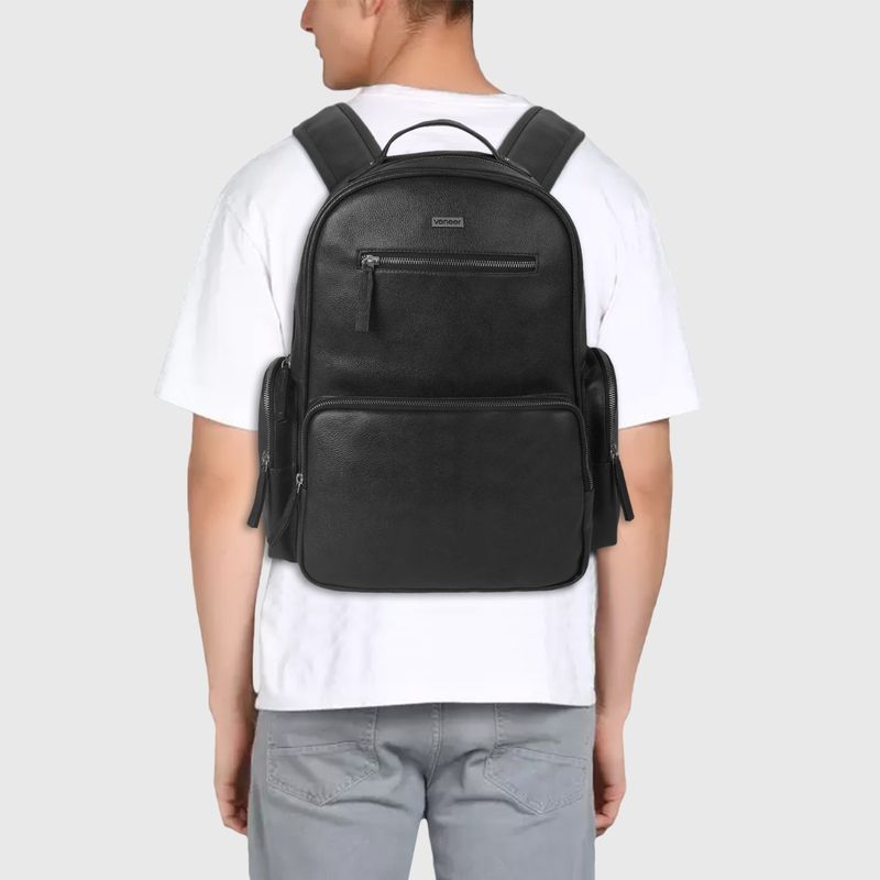Buy VENEER Unisex Solid Black Backpack (M) Online