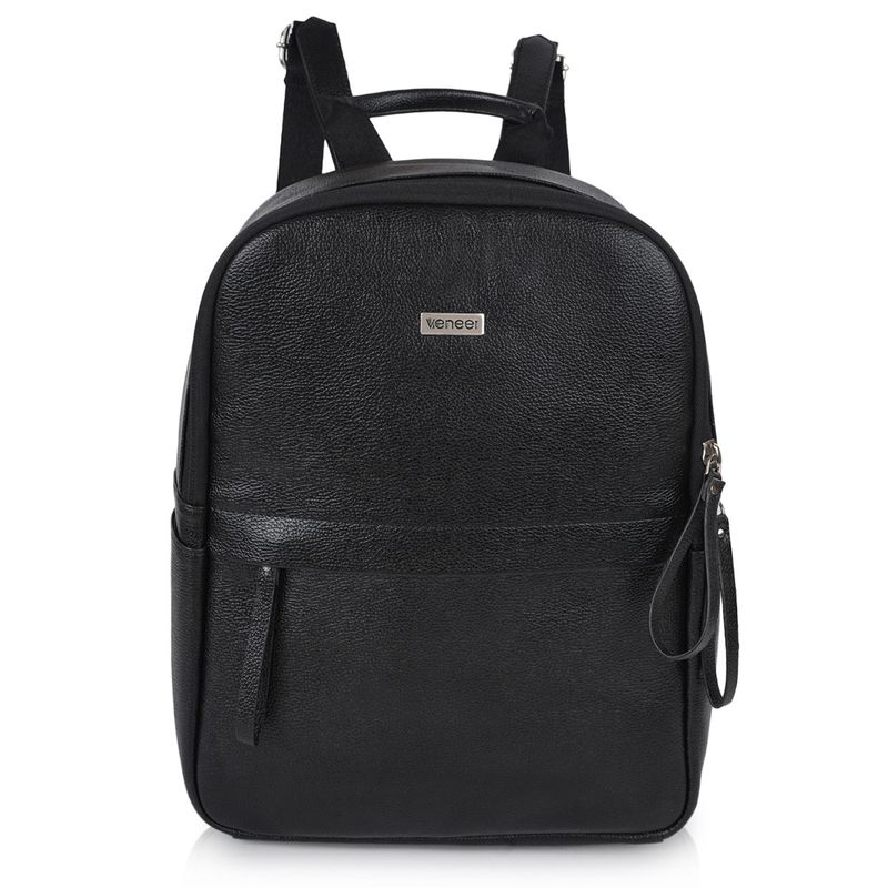 Buy VENEER Women Solid Black Backpack (M) Online