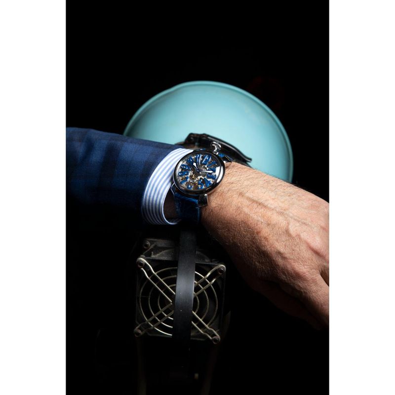 Buy GaGa MILANO Blue Skeleton Dial Mechanical Swiss Made Watch For Men ...