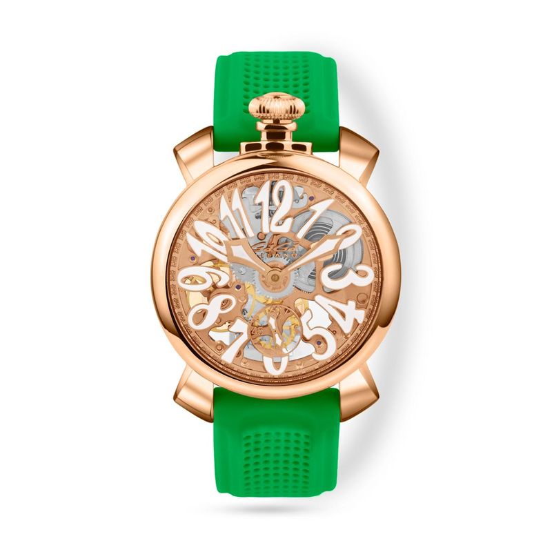 Buy GaGa MILANO Green Round Skeleton Dial Mechanical Swiss Made Watch ...