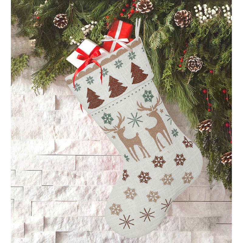 Buy Eyda Cotton Embroidered Christmas Festive Stocking Online