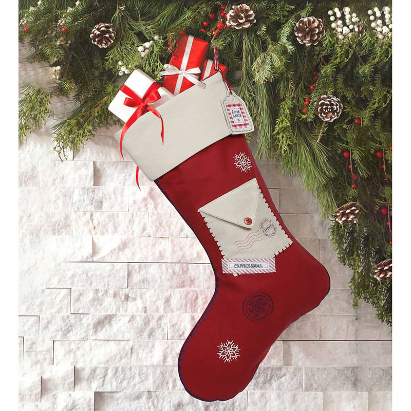 Buy Eyda Red Color Cotton Christmas Festive Stocking Online