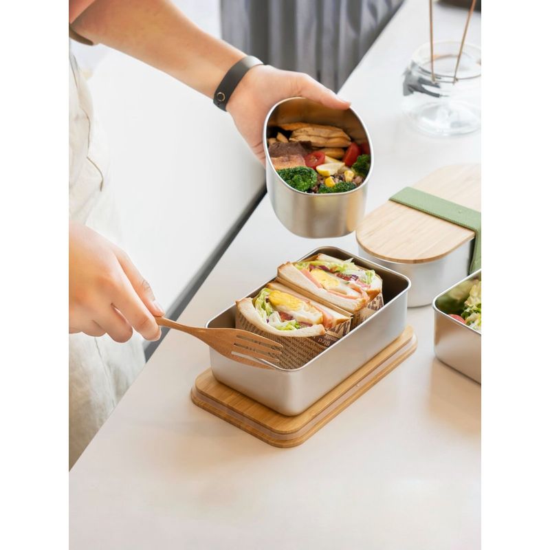 Buy The Better Home Tiffin With Bamboo Lid Strap Rectangle 950Ml Online
