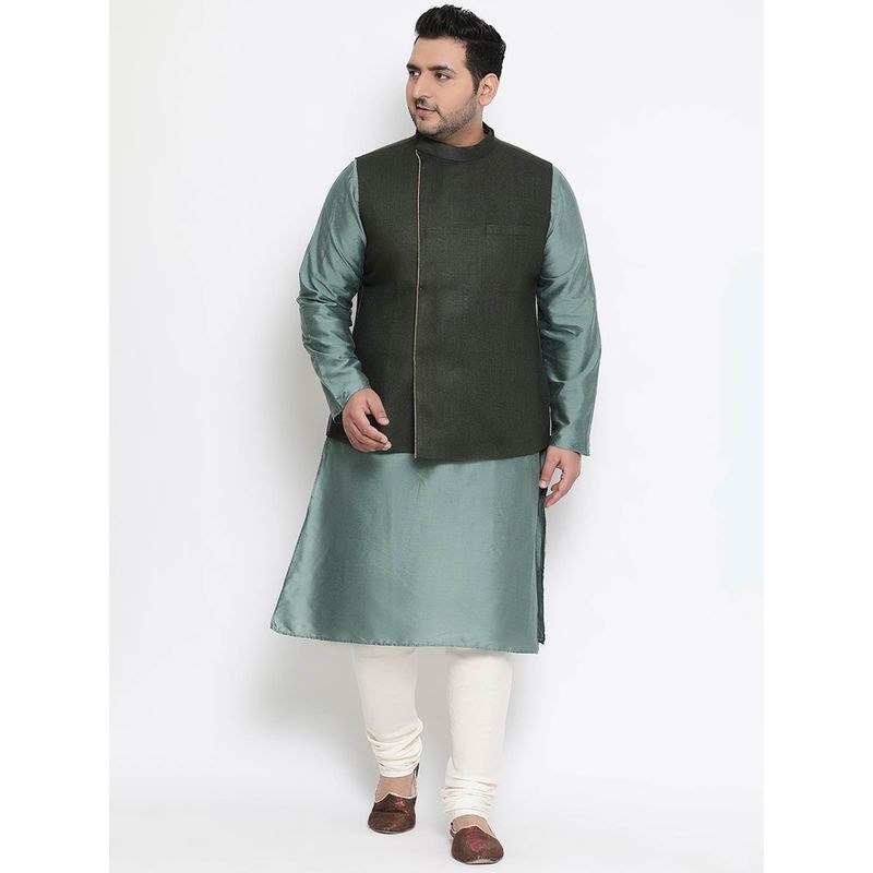 Buy KISAH PLUS Black Solid Kurta Jacket Set (Set of 3) Online