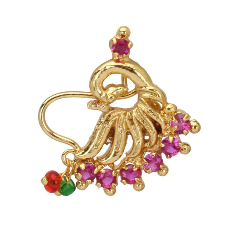 Buy Priyaasi Gold-Plated Ruby Studded Marathi Nath Online