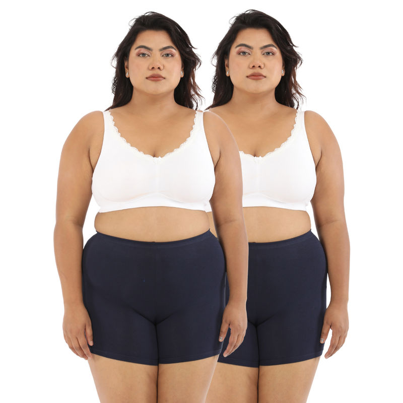 Buy Adira Women Plus Size White Regular Bliss Bra (Pack of 2) Online