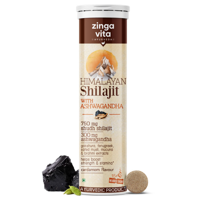 Buy Zingavita Himalayan Shilajit with Ashwagandha Effervescent Tablets ...