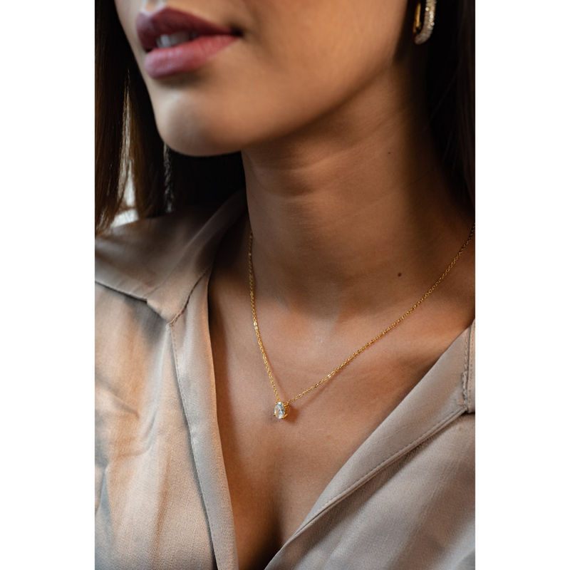 Buy Perfectly Average Oval Cz Pendant Necklace | 18K Gold Plated For ...