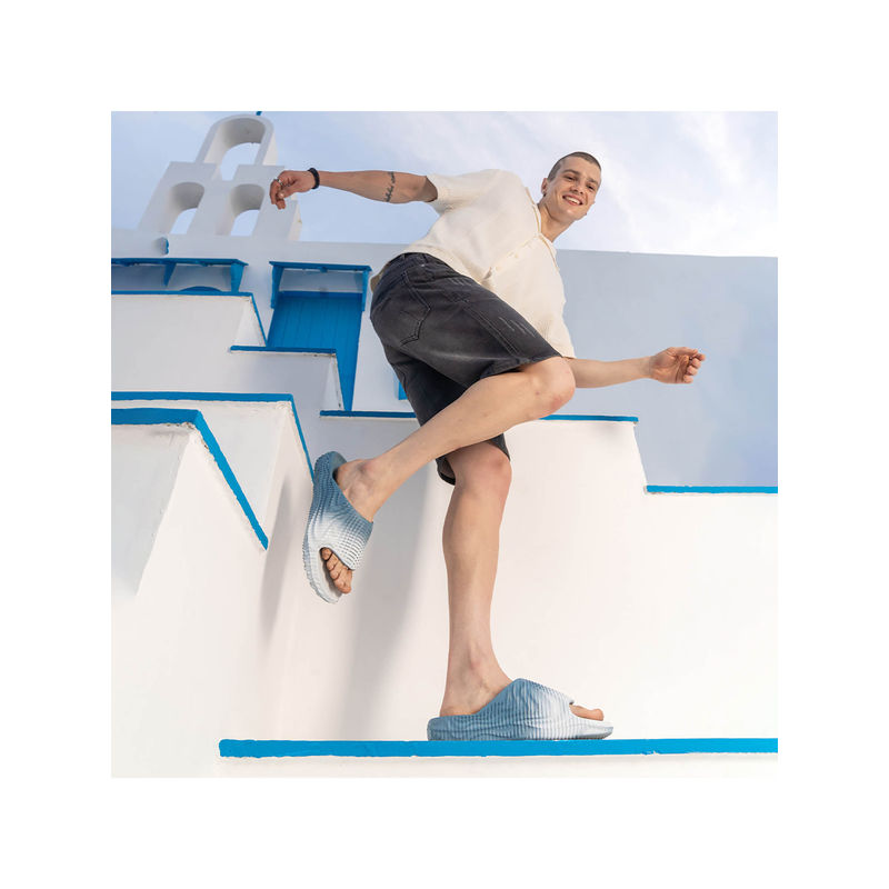 Buy SOLETHREADS Alligator White Blue Solid Men Sliders Online
