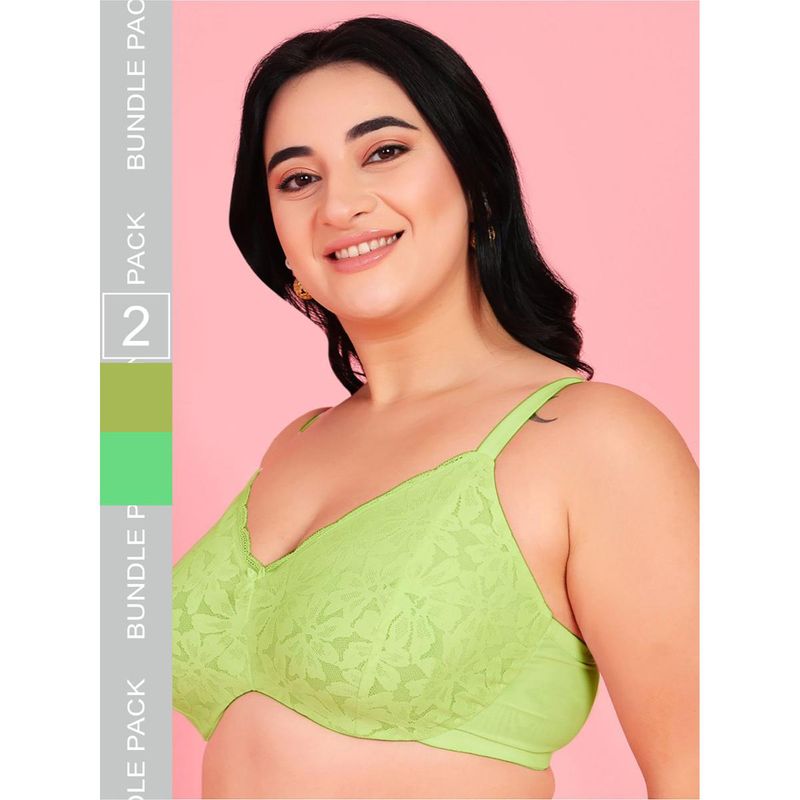 Buy Curvy Love Plus Size Soft Lace Full Coverage Underwire Bra (Pack of 2) Online