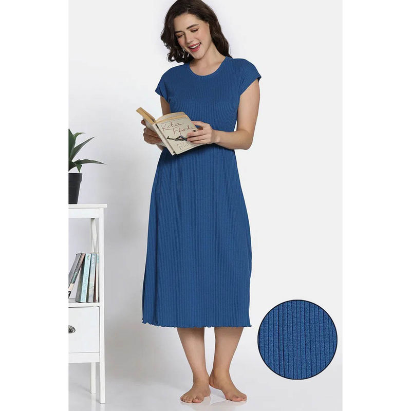 Buy Zivame 2 Mile Fashion Knit Poly Mid Calf Length Nightdress ...