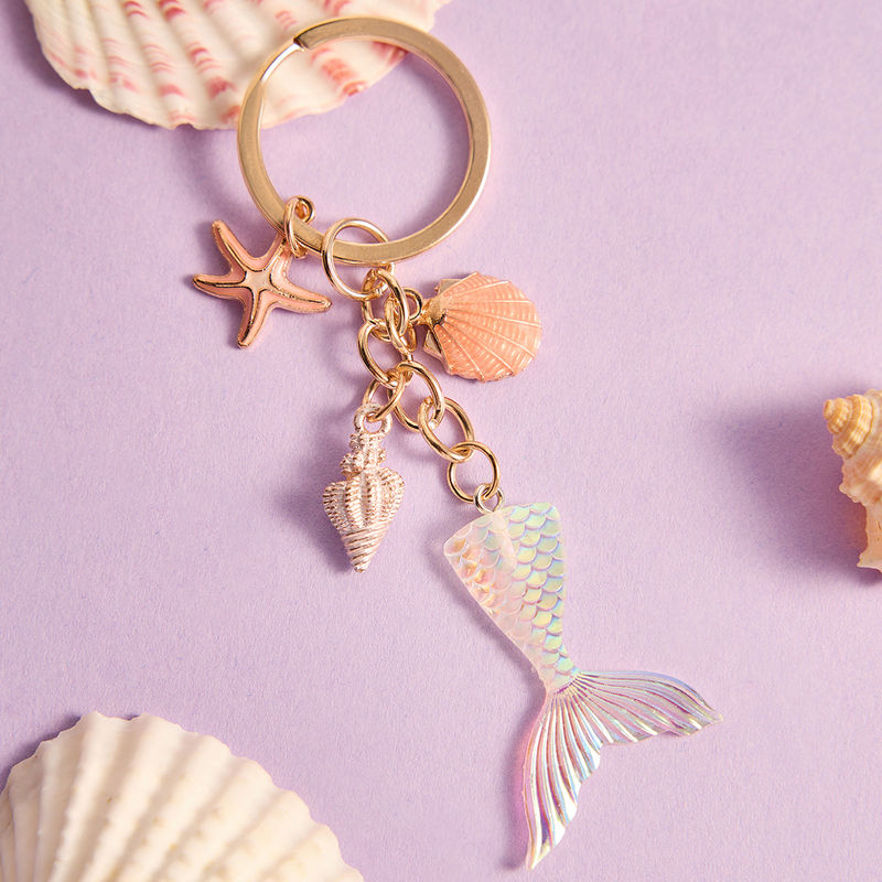 Buy Pipa Bella by Nykaa Fashion Gold Plated Pink Mermaid Keychain Online
