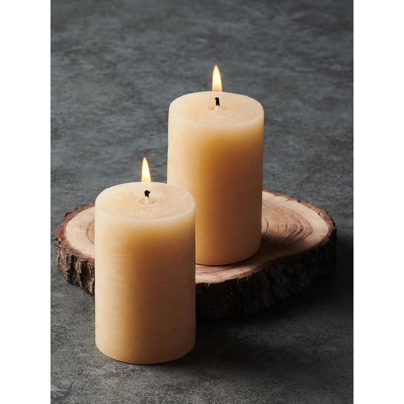 Pure Home + Living Beige Set of 2 Textured Pillar Candle: Buy Pure Home ...