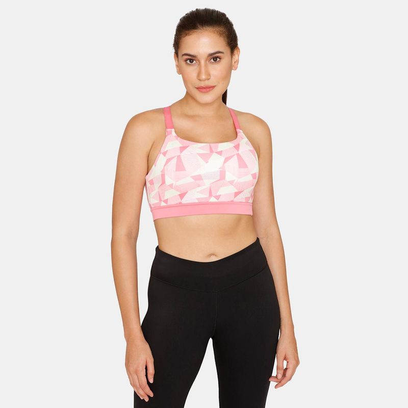 Buy Zivame Zelocity Quick Dry Sports Bra - Confetti-Pink Online