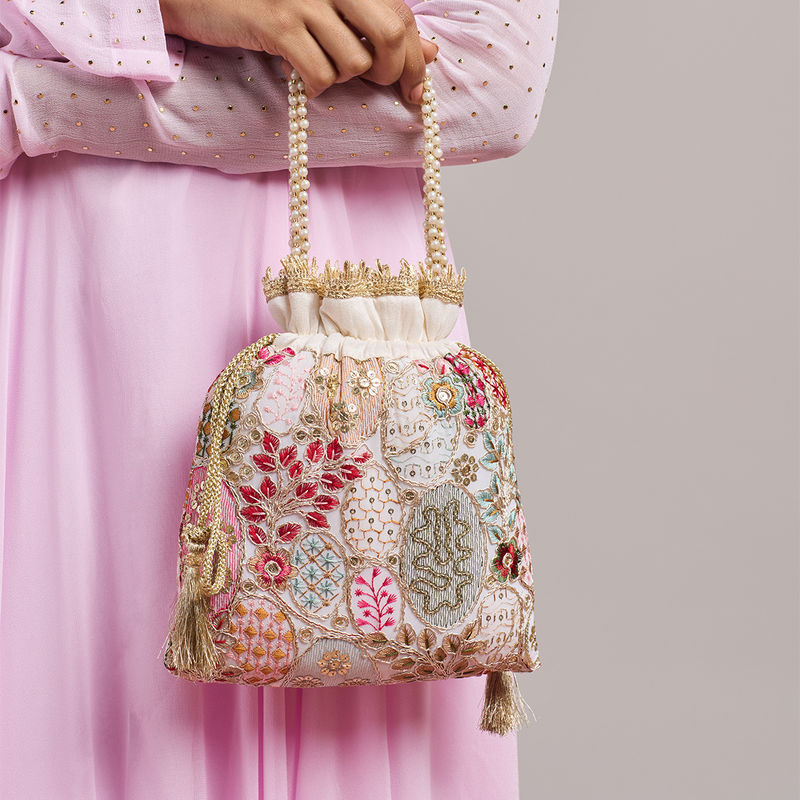 Buy Azai by Nykaa Fashion Off White and Multi-Color Floral Pearl Handle ...