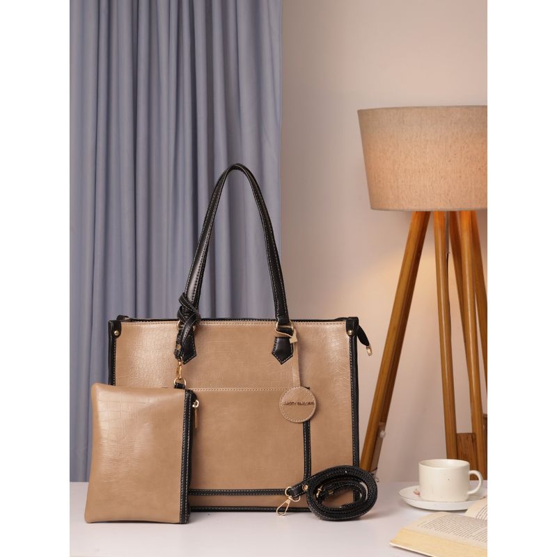 Buy Bagsy Malone Brown Luxe Aura Handbag with Detachable Strap and ...