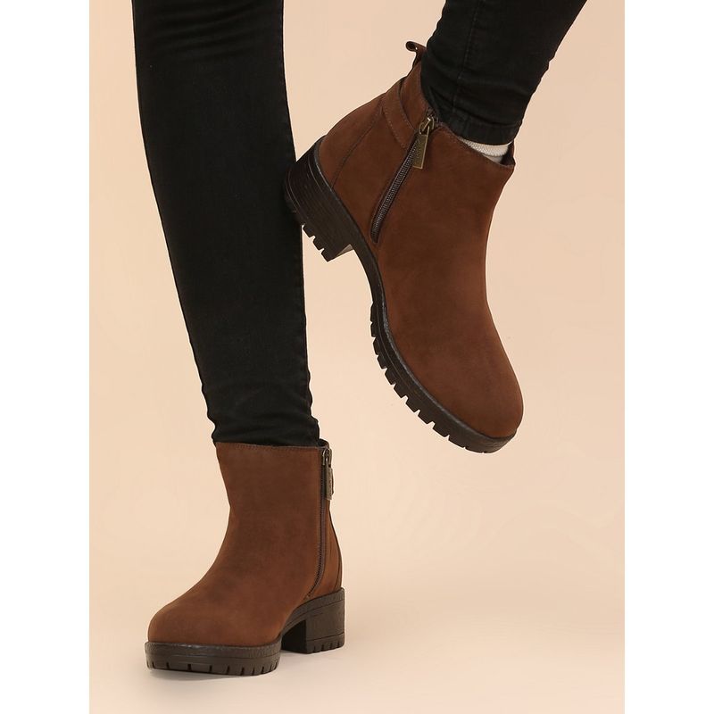 Buy Yoho Chocolate Brown Comfortable Insoles Chelsea Boots for Women Online
