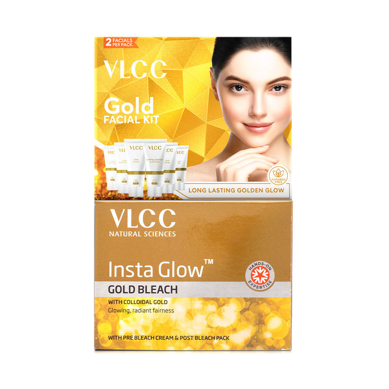 Buy VLCC Salon At Home Combo - Gold Facial Kit & Gold Bleach for Skin ...
