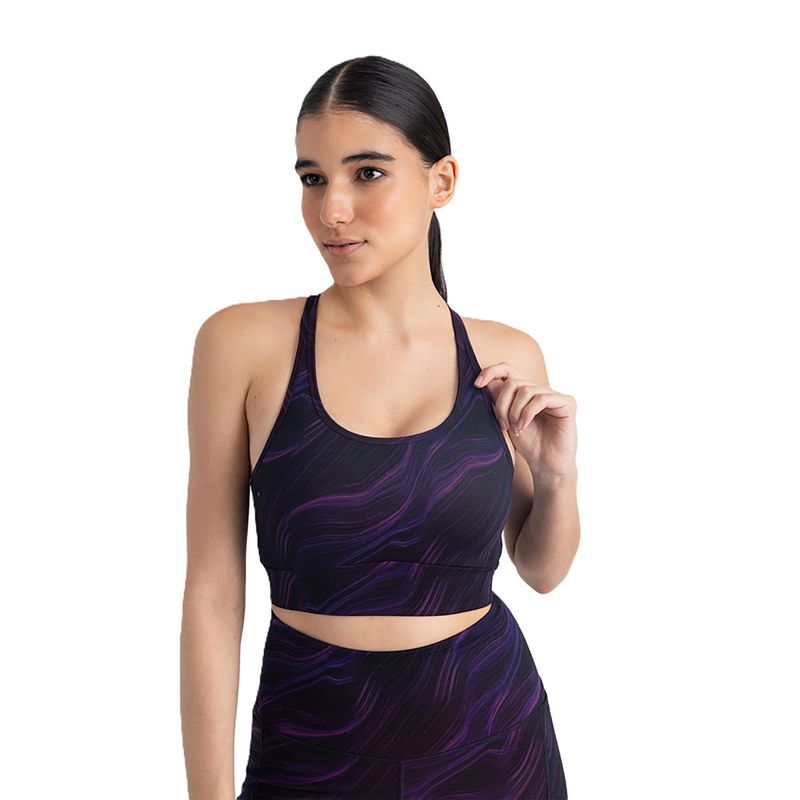 Buy Hunnit Cosmic Waves Round Neck Medium Coverage Stretchable Sports ...