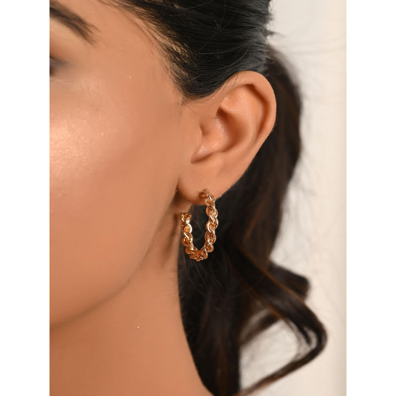 Buy Raf The Label Gold Plated Rope Textured Hoop Earrings Online