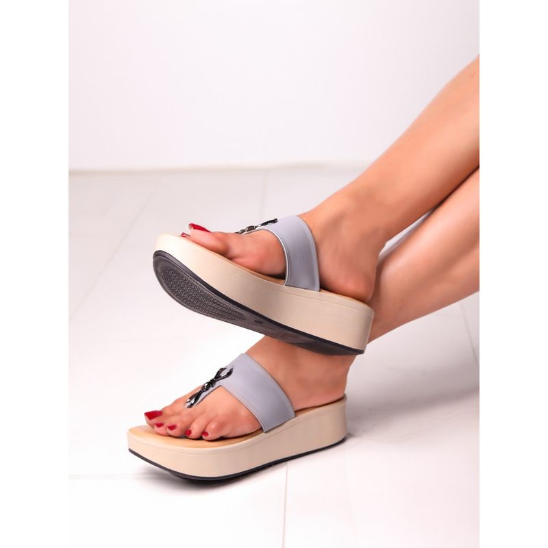 Buy Monrow Thelema Grey Platform Sandals Online