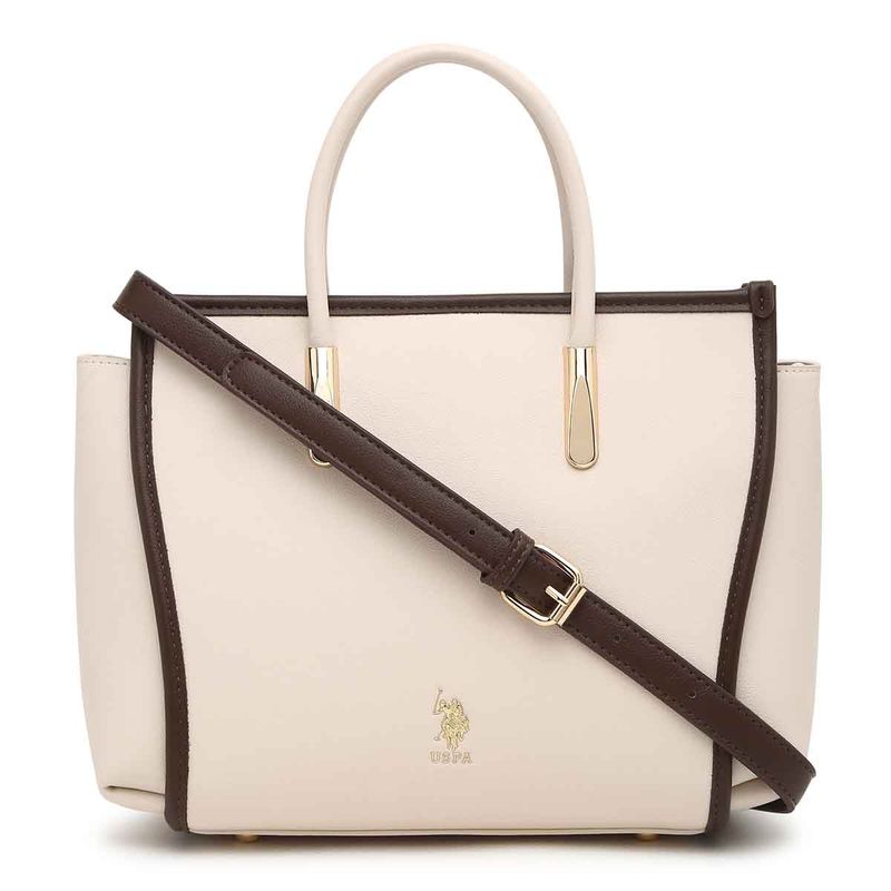 Buy U.S. POLO ASSN. Women Nude Uspa Alix Dual Carry Elegant Satchel Bag ...
