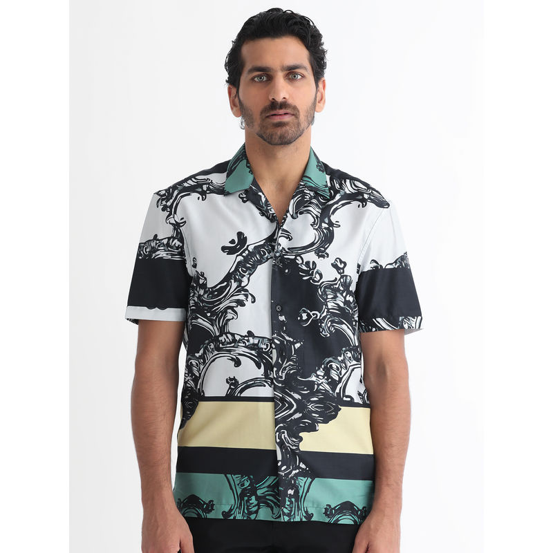 Buy Rare Rabbit Roman Primary White Print Shirt Online