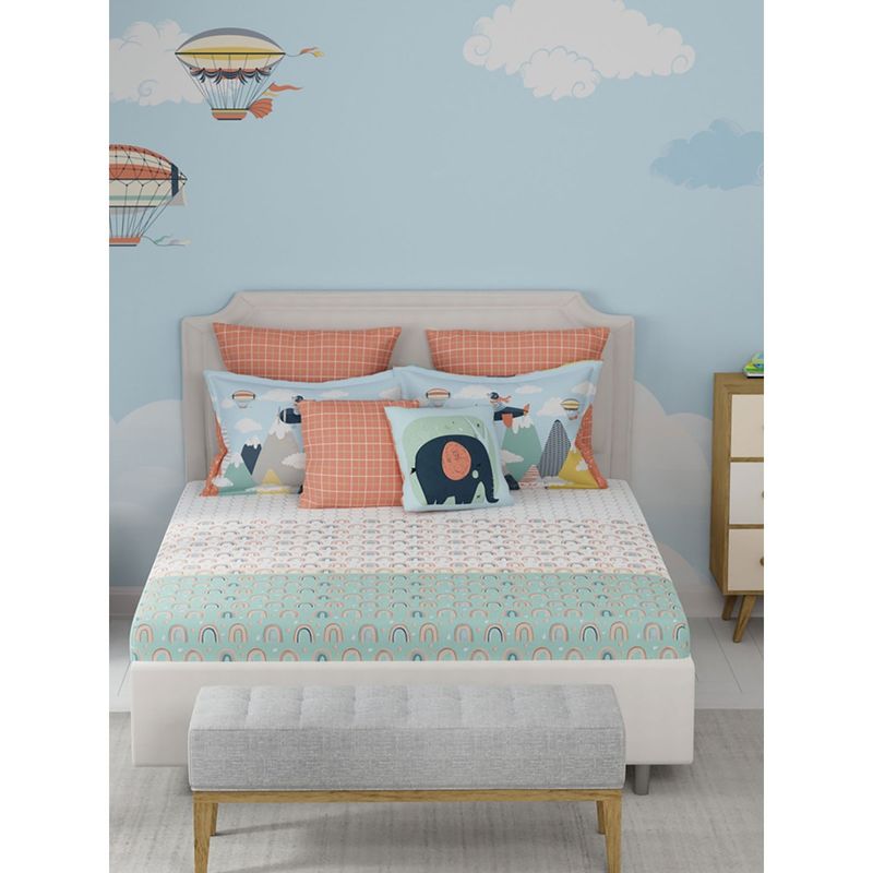 Buy MYTRIDENT Queen Size 144 TC Cotton Bedsheet with Pillow and Cushion ...