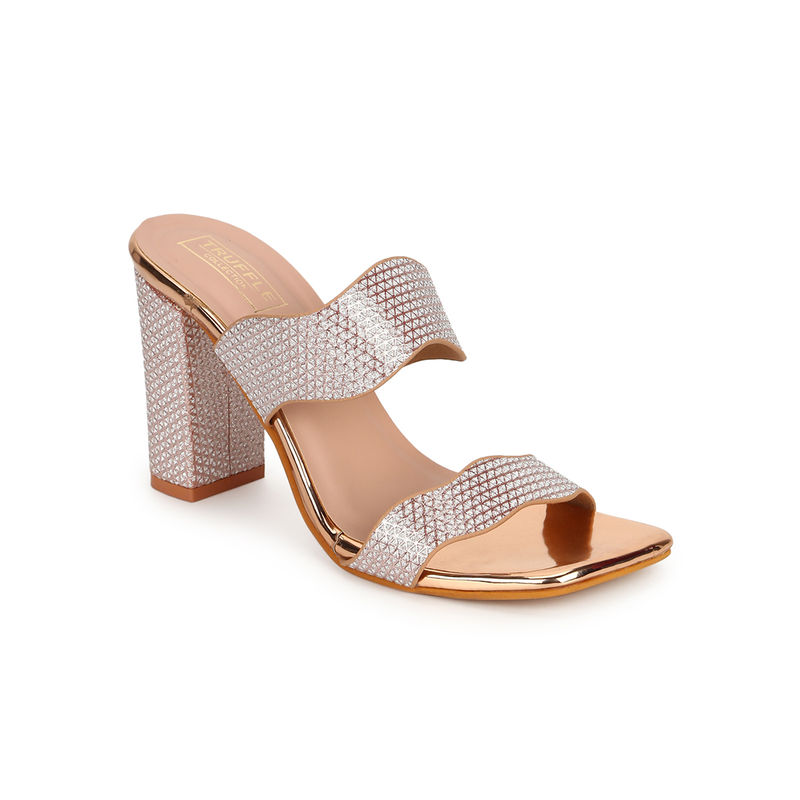 Buy Truffle Collection Rose Gold Embellished Heels Online