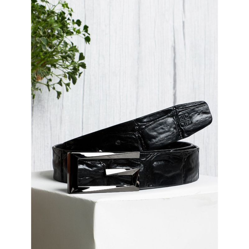 Buy Carlton London Men Black Sami Formal Leather Belt Online