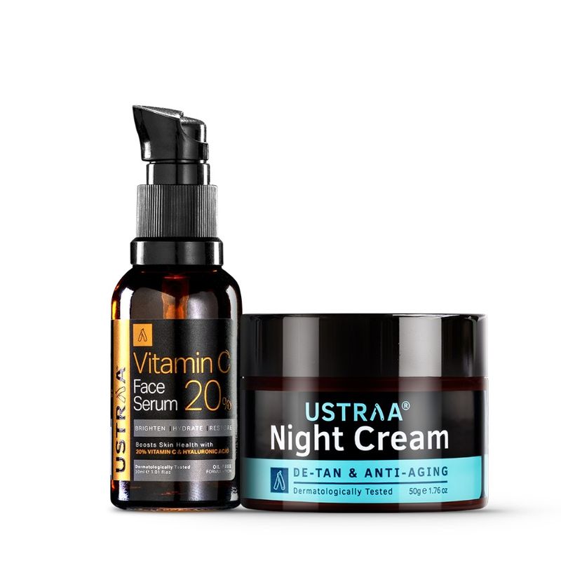Buy Ustraa Bright Skin Combo - 20% Vitamin C Face Serum & Night Cream ...