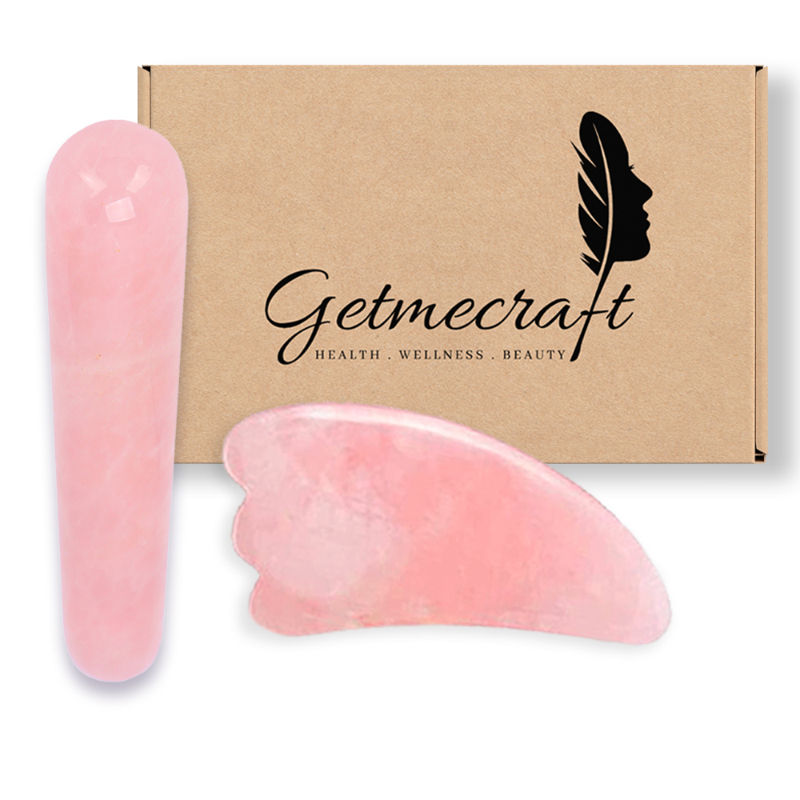 Buy Getmecraft Rose Quartz Wing Shape Gua Sha And Wand Gua Sha Set Online