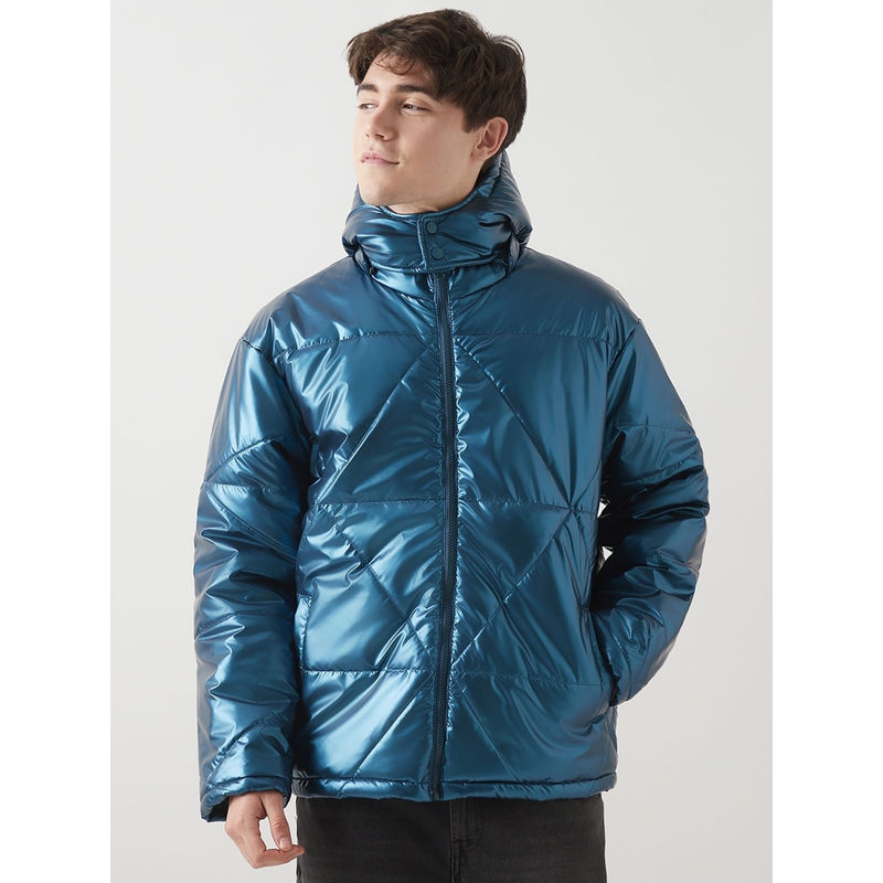 Buy Bewakoof Mens Teal Blue Oversized Puffer Jacket Online