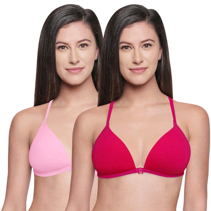 Buy Bodycare Low Coverage, Front Open, Padded Solid Color Bra in Pack of 2-6571 - Multi-Color ...