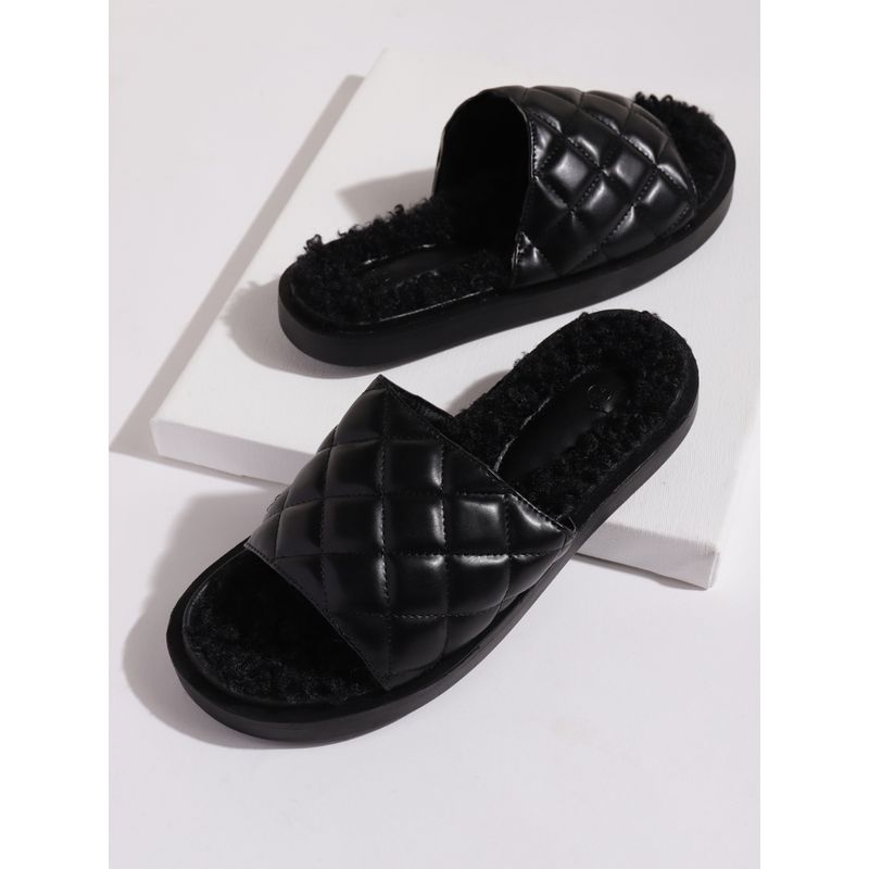 Buy Truffle Collection Black Quilted Sliders Online
