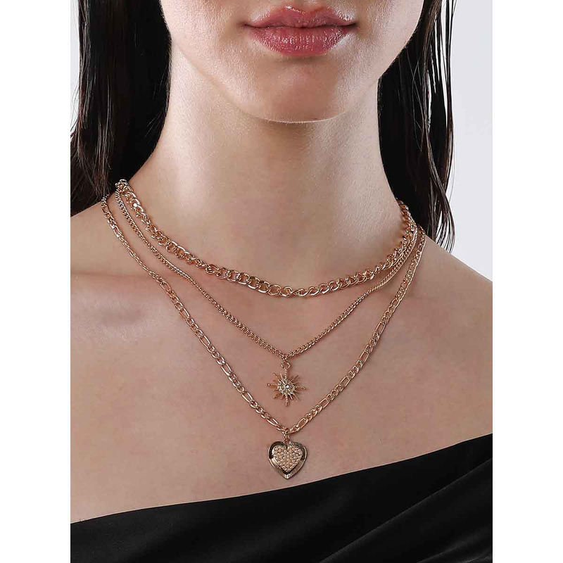 Buy SOHI Womens The California Gold Ellie Multi-Layer Necklace Online