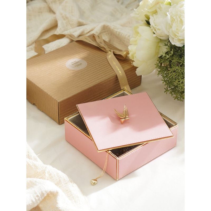 Buy Pure Home + Living Pink Square Faux Leather Box with Lid Online