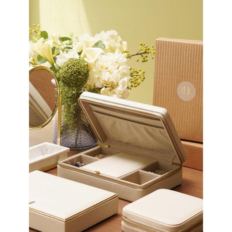 Buy Pure Home + Living Cream Faux Leather Jewellery Box - Large Online