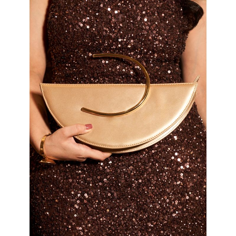 Buy Tann Trim Women Arch Gold Solid Handbag Online