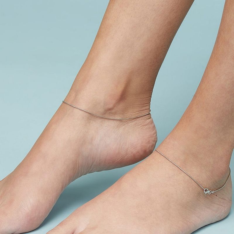 Buy Zavya Minimal Simple Look Chain 925 Silver Anklets Online