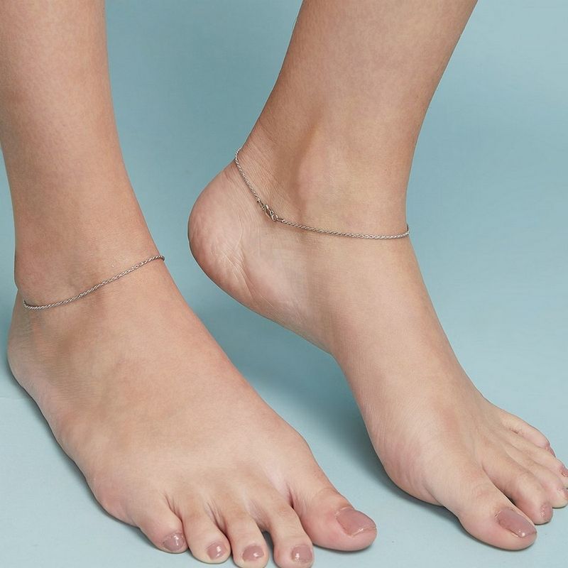 Buy Zavya Rope Rhodium Plated 925 Sterling Silver Anklets Online