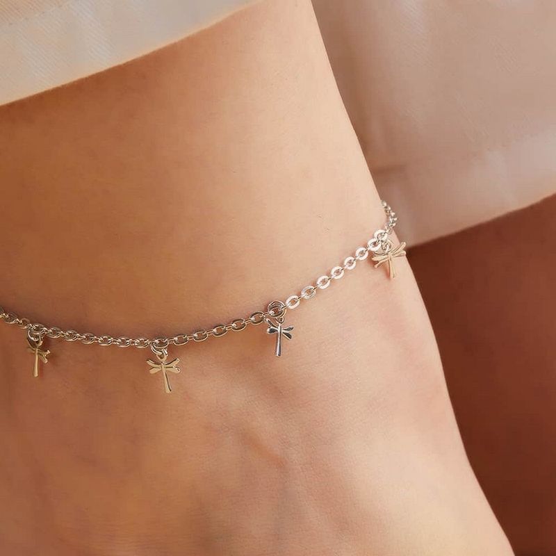 Buy Zavya Rhodium Plated Dragonfly 925 Sterling Silver Anklet Online