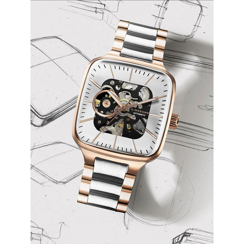 Buy Giordano Men Automatic Skeleton Square White Dial Analog Watch - GZ ...