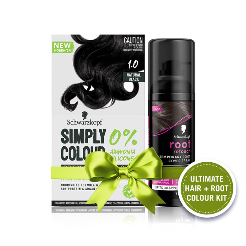 Buy Schwarzkopf Black Hair Color Combo - 1 (Permanent + Touch Up) Online