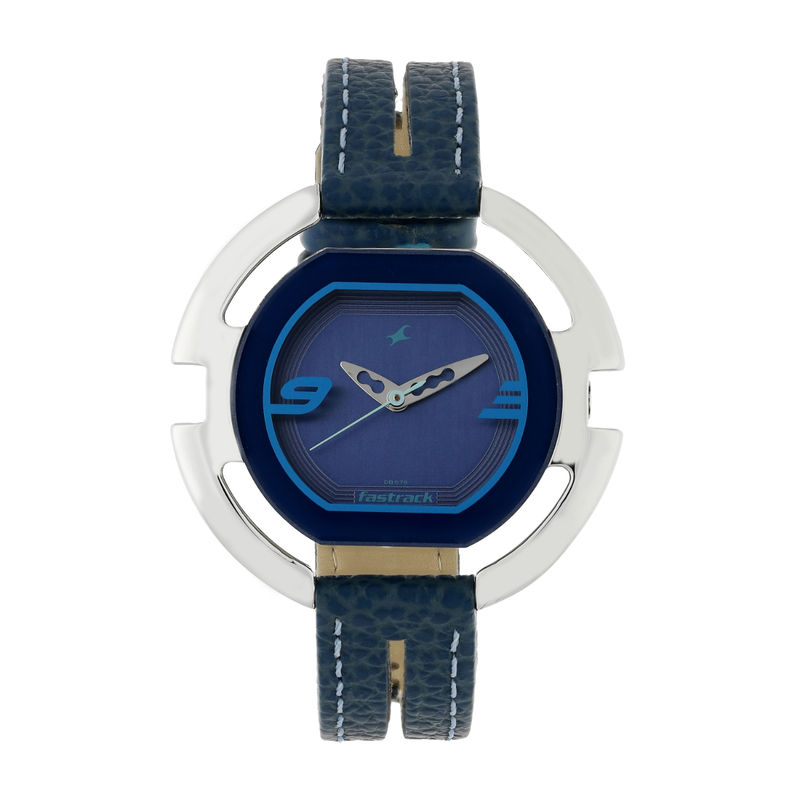 Buy Fastrack Blue Dial Green Leather Strap Watch Online