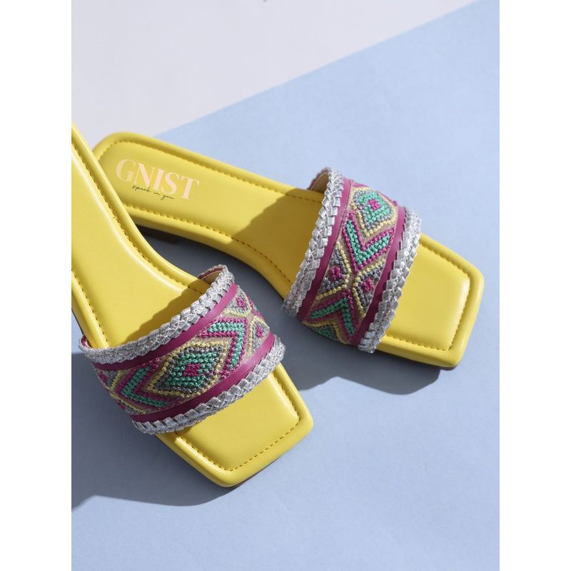 Buy GNIST Yellow Pink Embroidered Flats Online